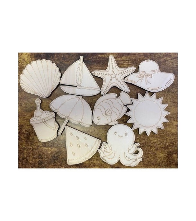 10 CREATIONS EN BOIS A PEINDRE THÈME MER
